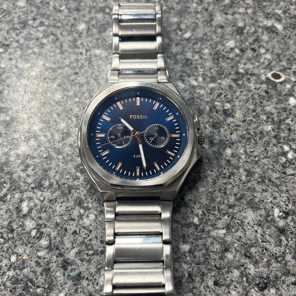 Pre-owned Fossil Gents Blue Silver Watch - Own4Less